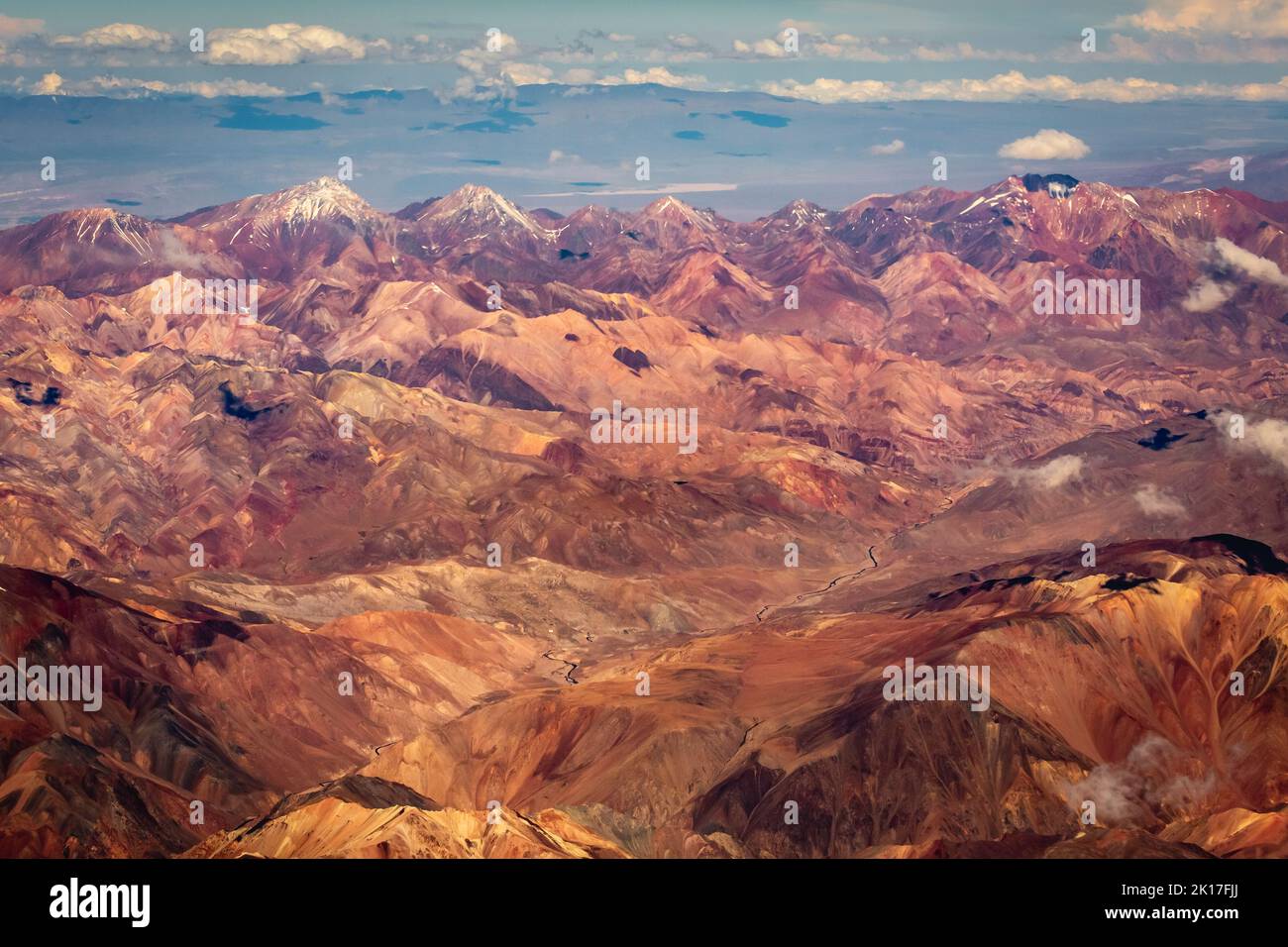 Andes cordillera and Atacama aerial view, dramatic volcanic landscape ...