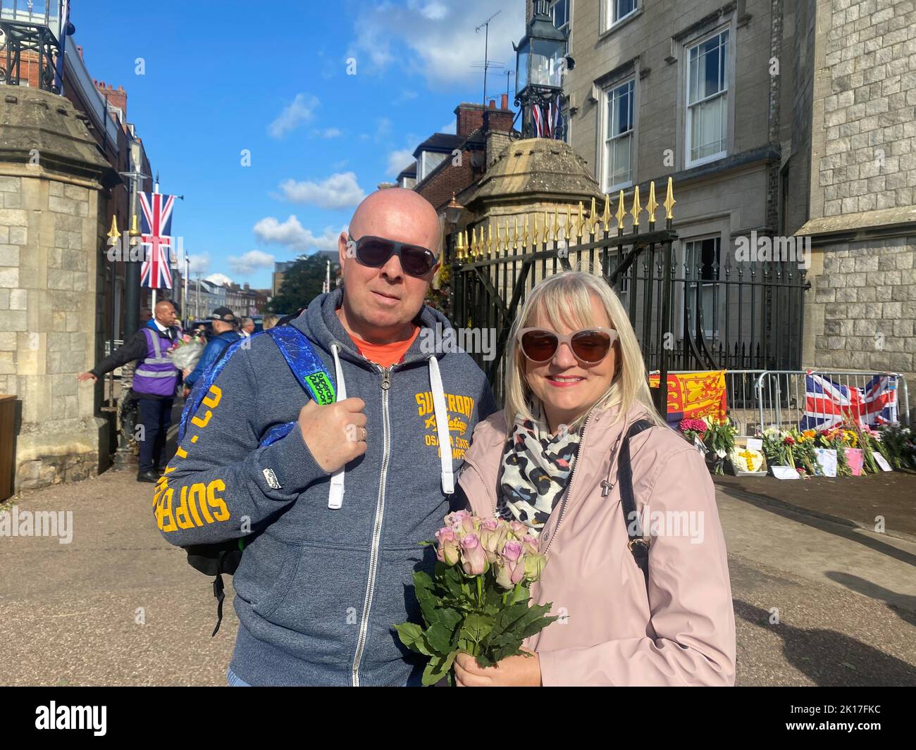 Husband and wife Jennie and Dave Deeks, from Berkshire, lay flowers at ...