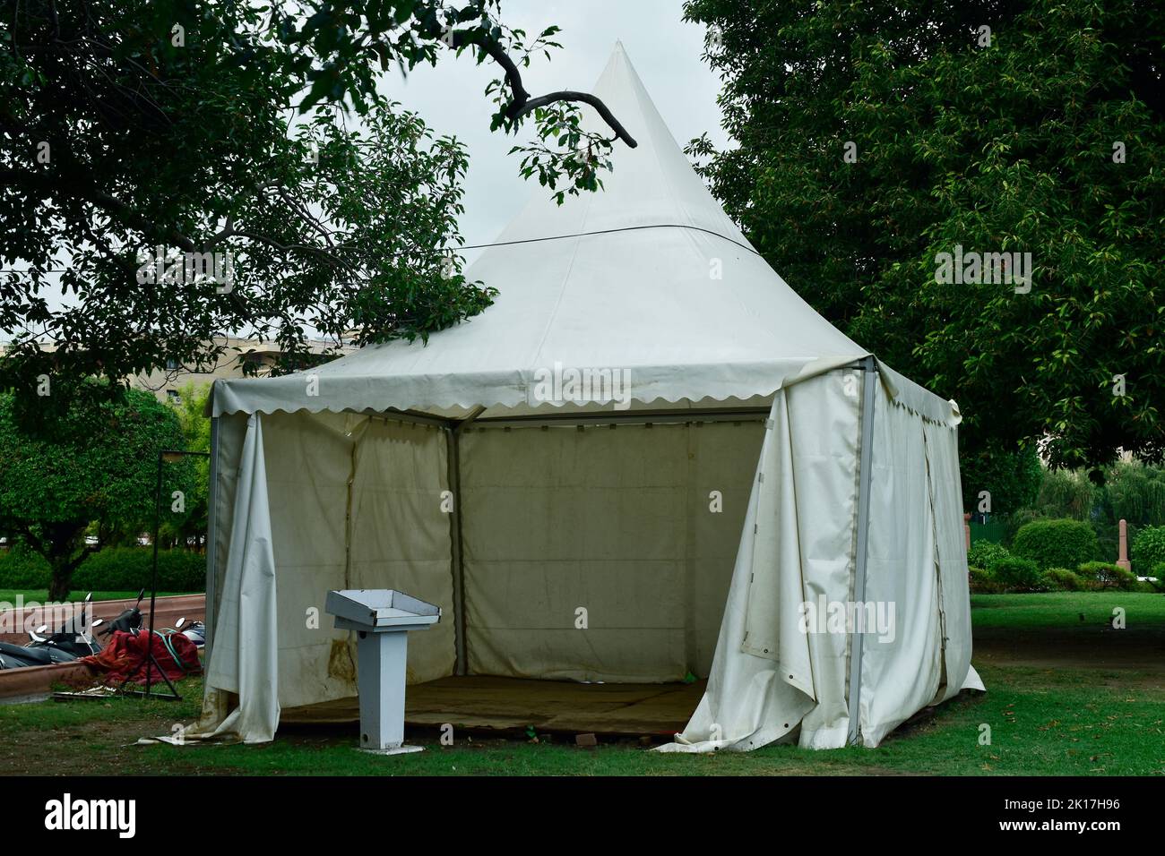New Delhi, India - 14 September 2022 : Open tent for temporary stay at ...