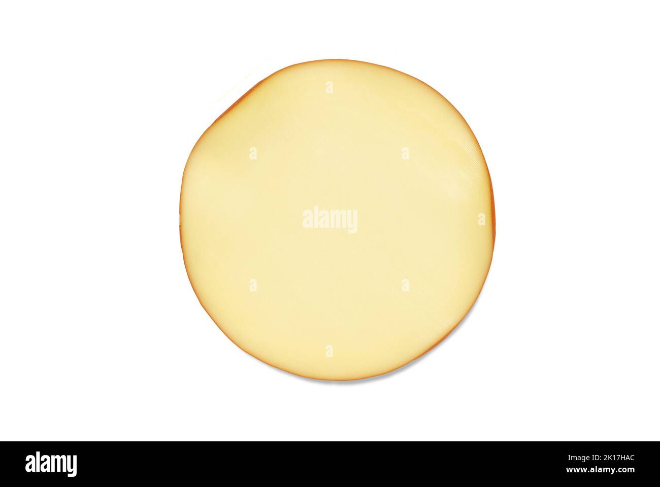 Single slice of Bavarian Smoked Cheese isolated on white cut out Stock ...