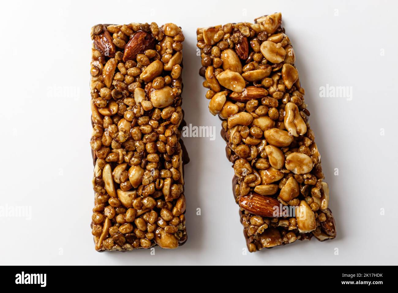 Nuts bar on a white background Stock Photo - Alamy