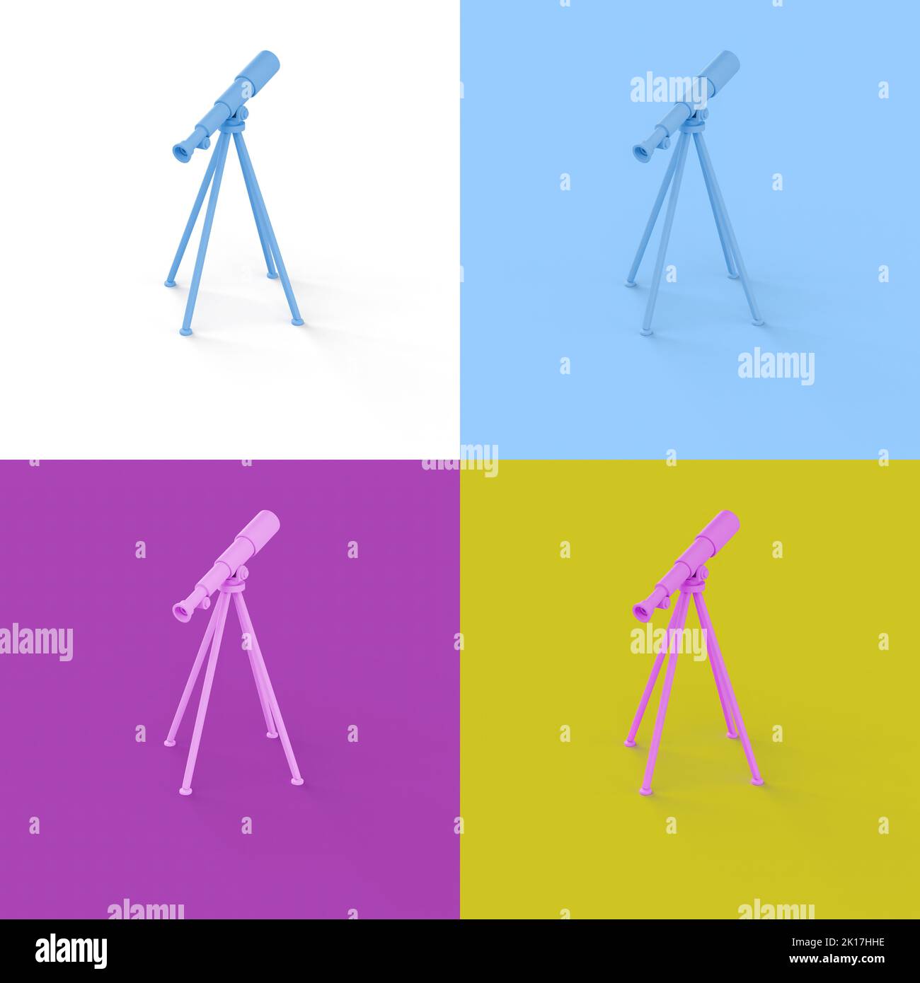 An illustration of telescopes over a colorful background Stock Photo ...