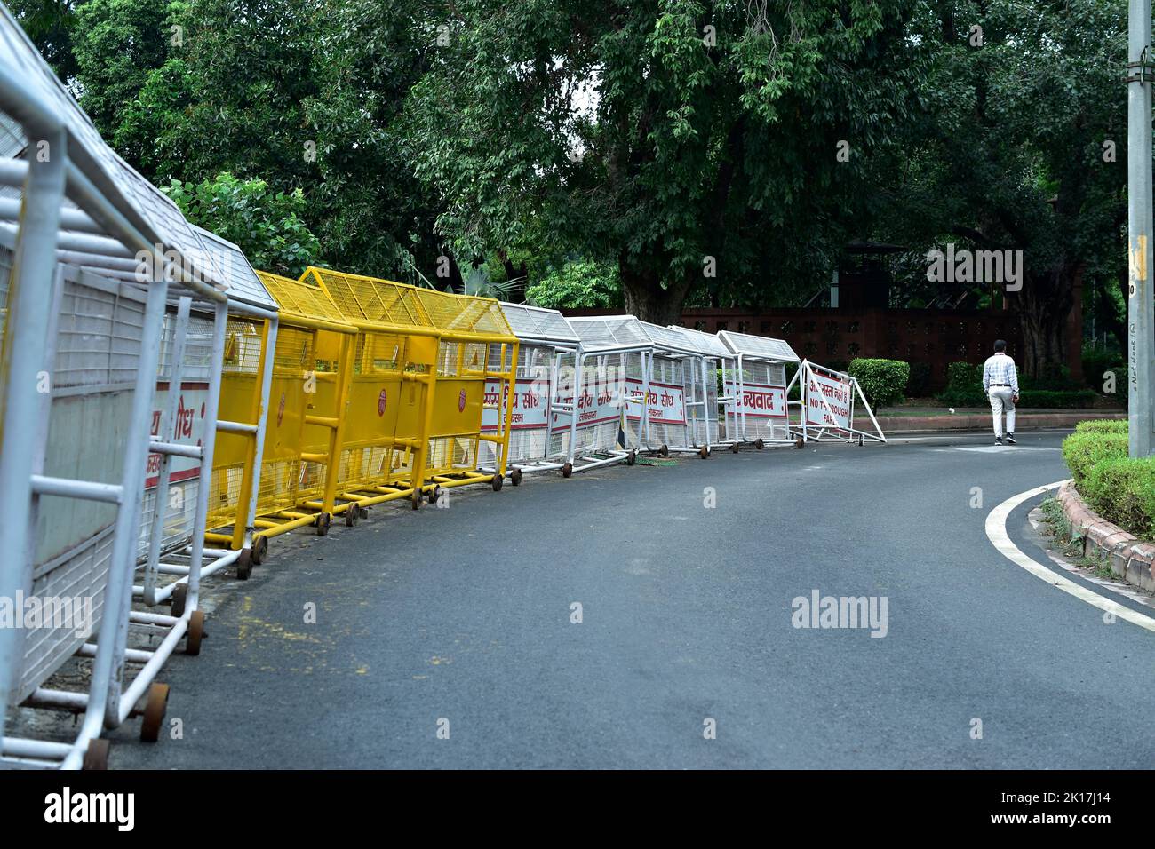 New Delhi, India - 14 September 2022 : Curfew police barricading ...