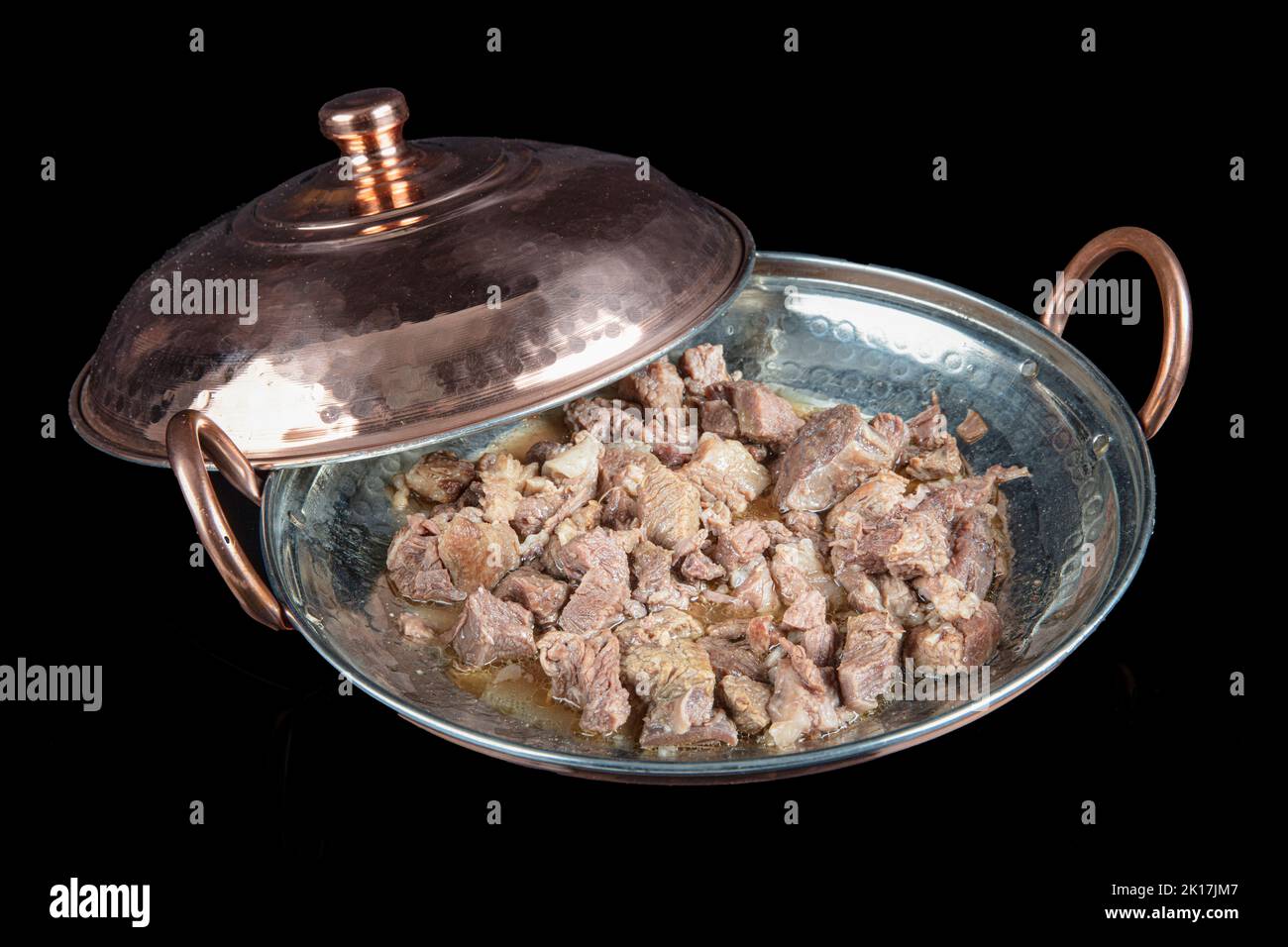 Turkish Food Et Kavurma. Meat Saute Turkish Et sote on black ground ...