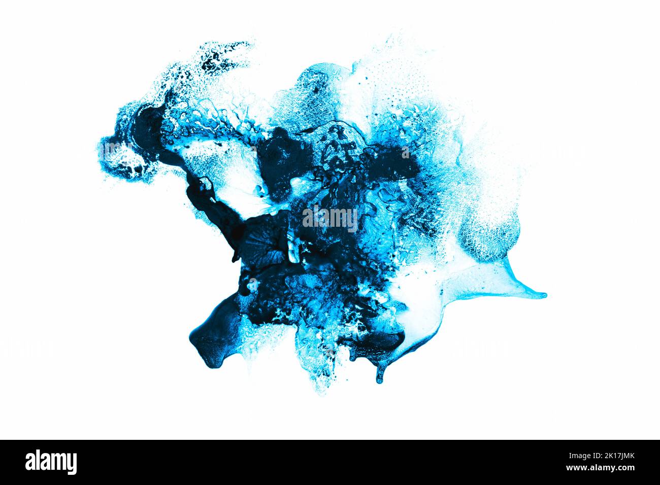 Abstract Blue watercolor ink spot picture 3 isolated on white Stock ...