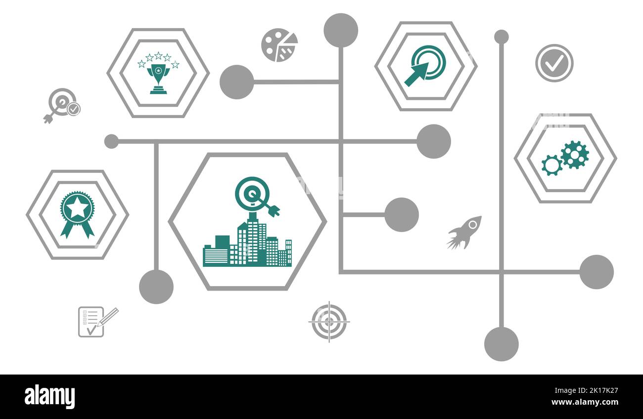 Concept of goals with connected icons Stock Photo - Alamy