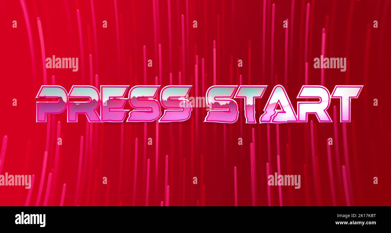 Image of press start text over light trails Stock Photo - Alamy
