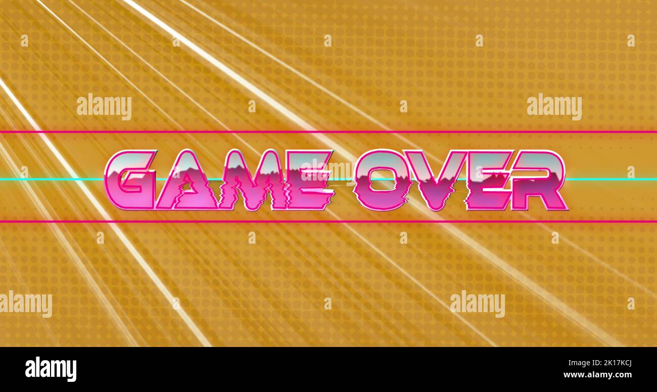 Image of game over text over light trails Stock Photo - Alamy