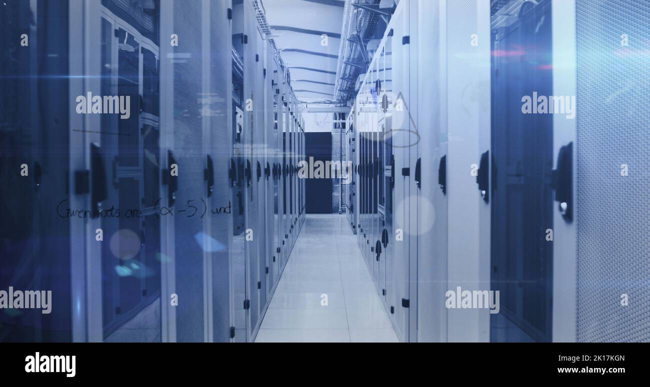 Image of digital data processing over server room Stock Photo - Alamy