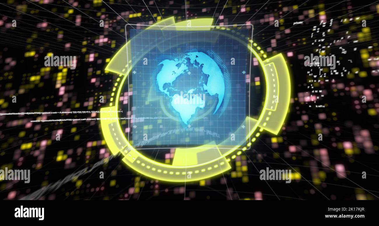 Image of scope scanning and data processing over moving columns Stock Photo - Alamy