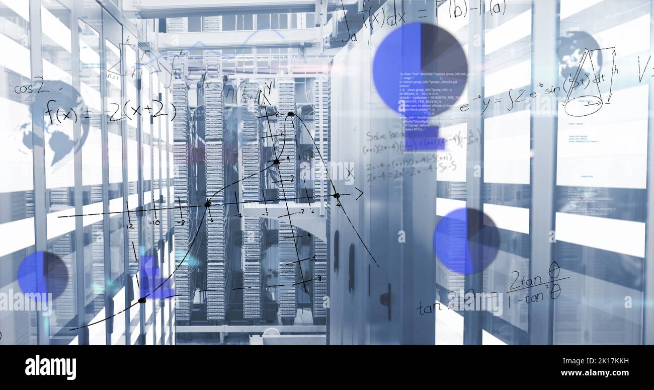 Image of digital data processing over server room Stock Photo - Alamy