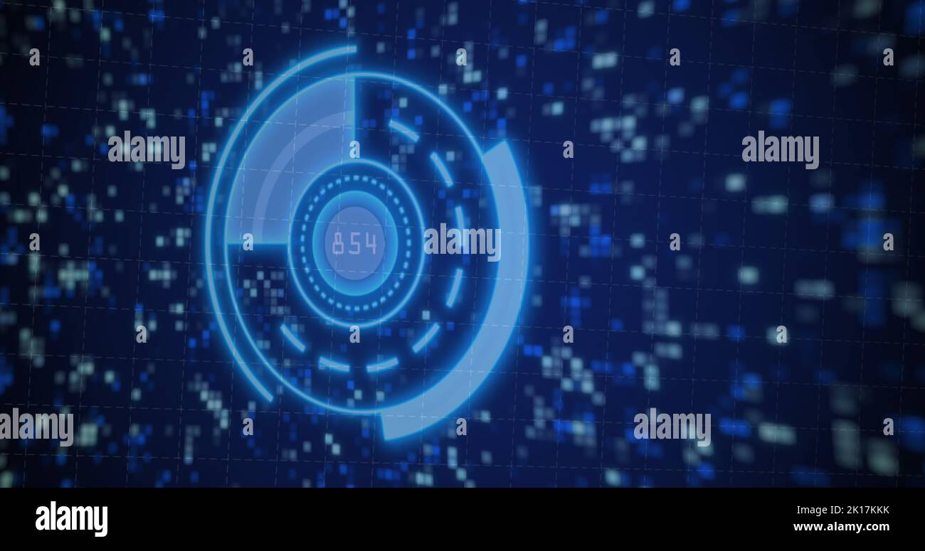 Image of graph over scope scanning with data processing and moving columns Stock Photo - Alamy