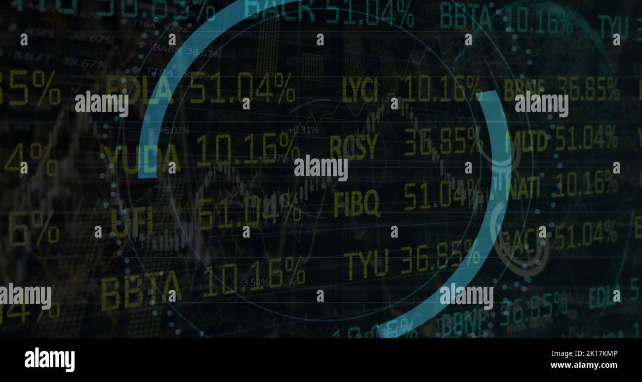 Image of scope scanning with wall icon and graph over stock market on ...