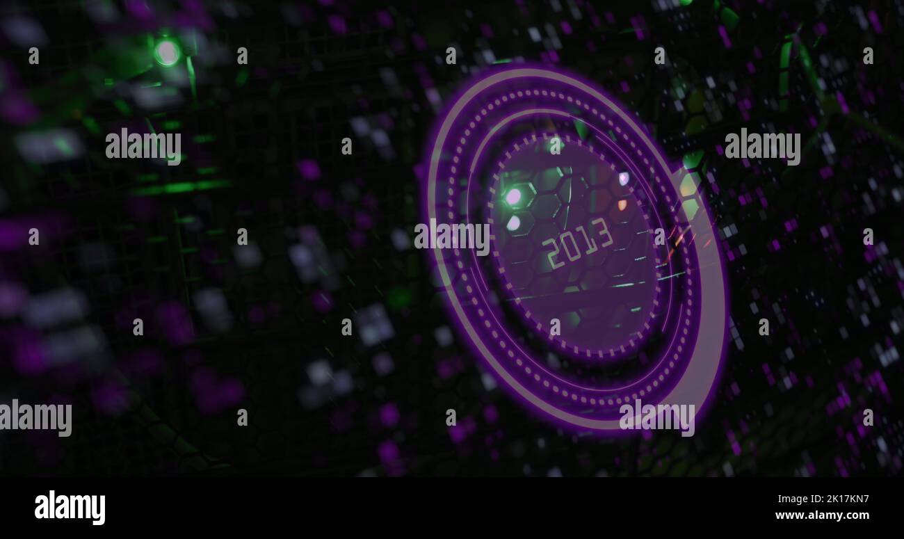 Image of scope scanning with data processing over moving columns Stock Photo - Alamy