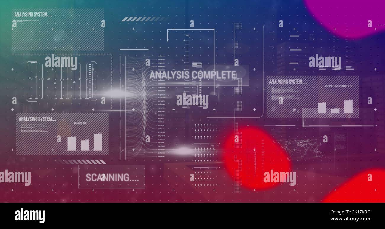Image of interface with data processing over liquid abstract shapes ...