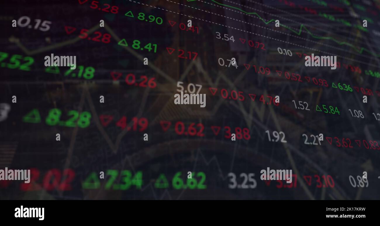 Image of scope scanning with padlock icon and graph over stock market ...