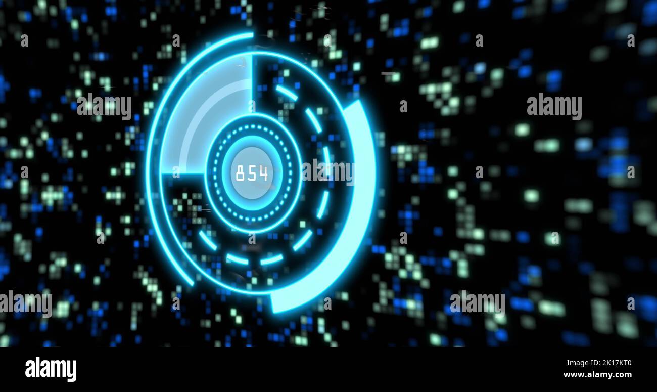 Image of scope scanning with data processing over padlock icon and moving columns Stock Photo ...