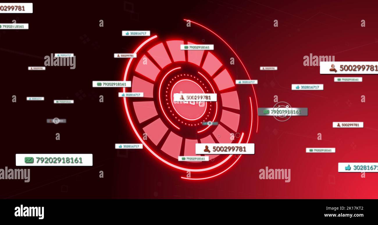 Image of social media icons with growing numbers over scope scanning ...