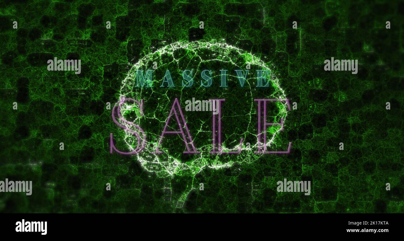 Digital image of abstract shapes falling against neon red flash sale ...