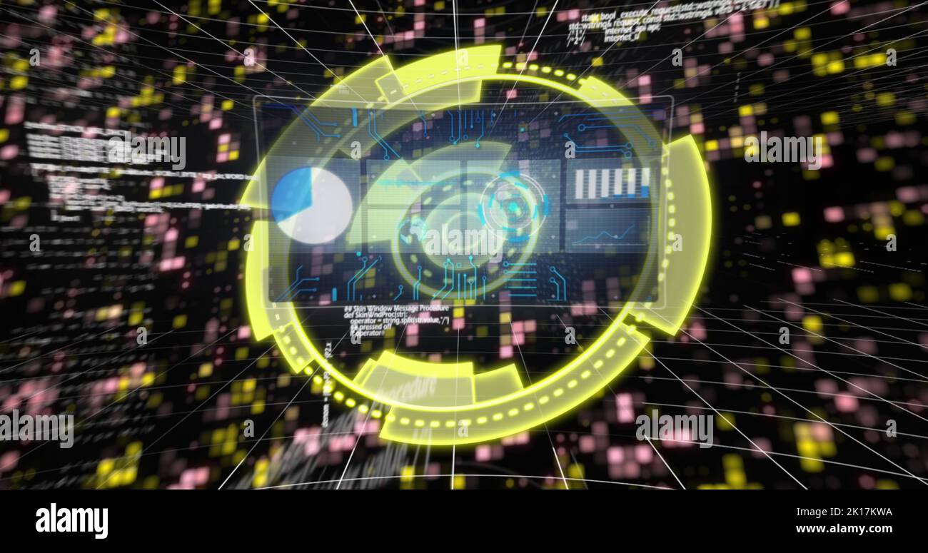 Image of scope scanning and data processing over moving columns Stock Photo - Alamy