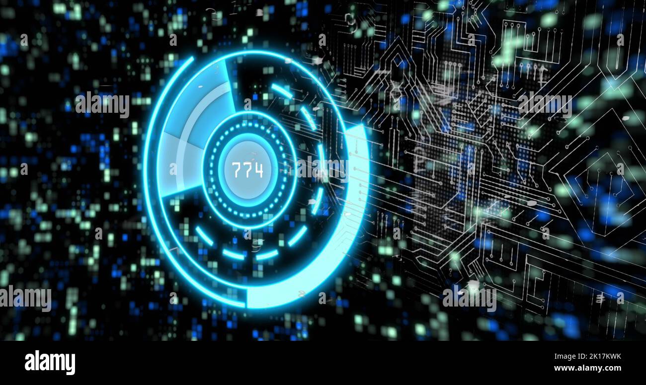 Image of scope scanning with data processing over padlock icon and moving columns Stock Photo ...