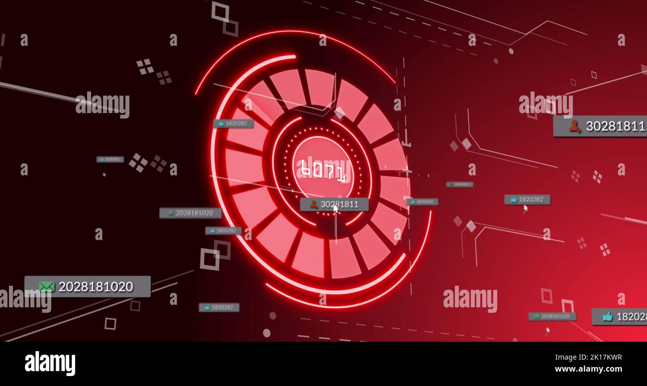 Image of social media icons with growing numbers over scope scanning ...