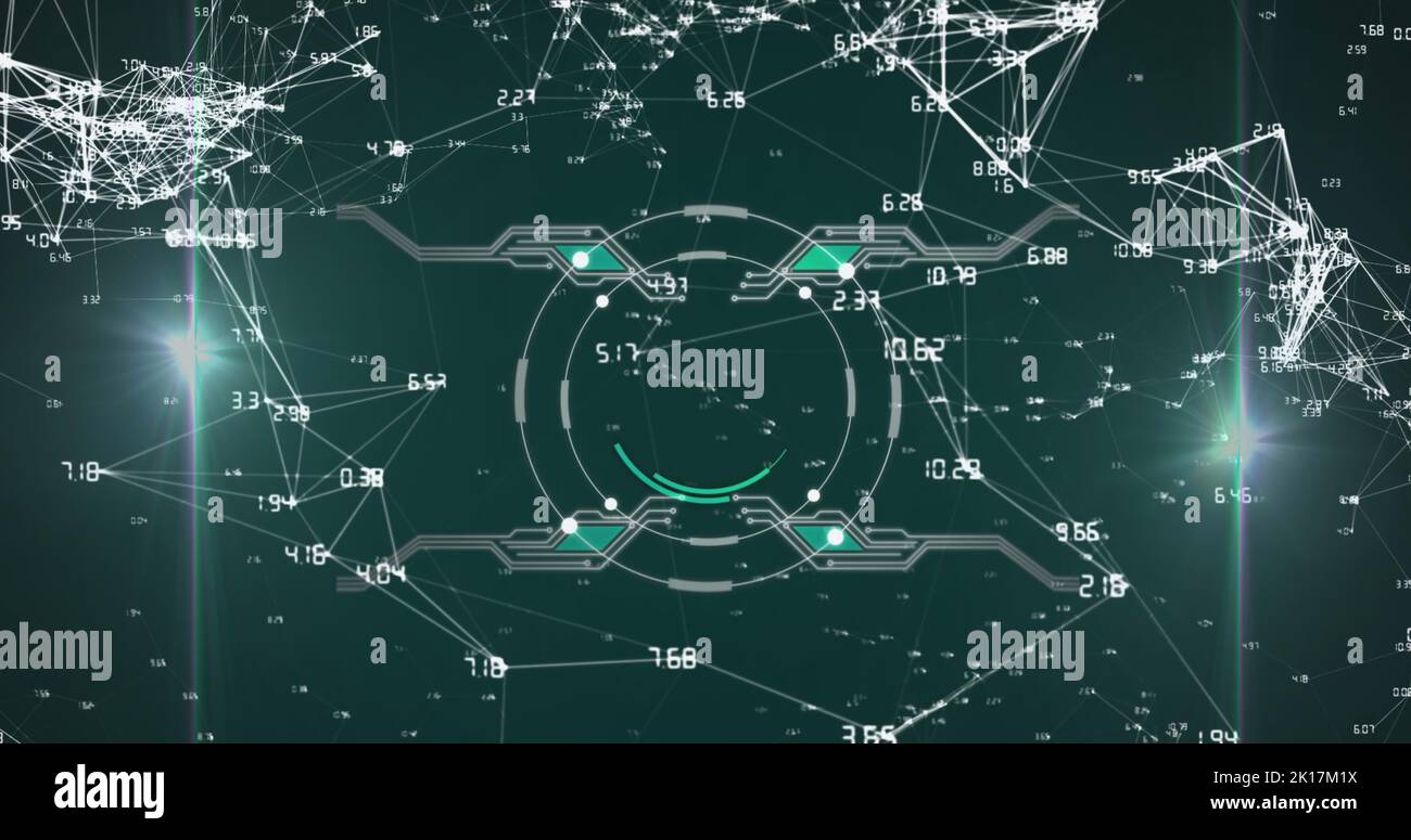 Image of network of connections over scope scanning Stock Photo - Alamy