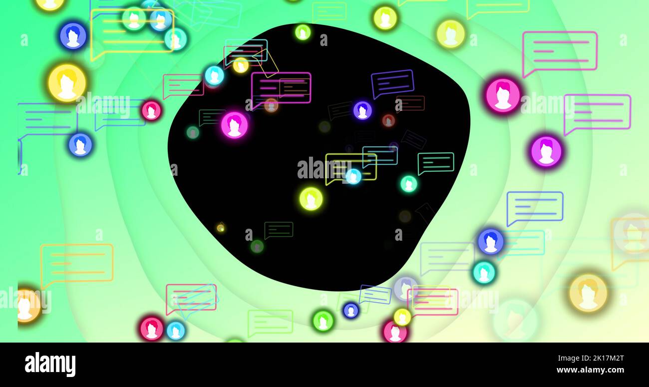 Image of media icons over shapes Stock Photo - Alamy