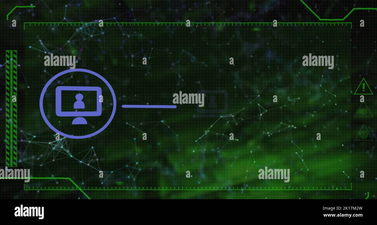 Image of icons and network of connections over dark background Stock ...