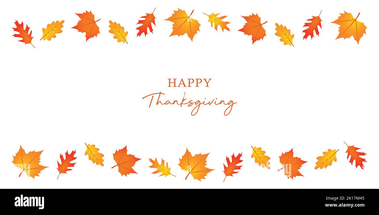 happy thanks giving autumn leaves on white background Stock Vector ...