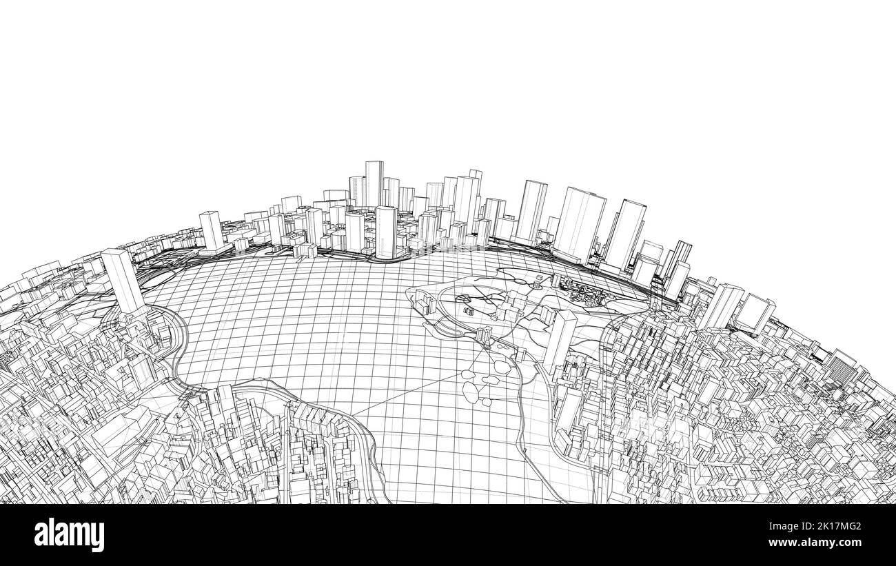 3d city sphere. Vector rendering of 3d Stock Vector Image & Art - Alamy