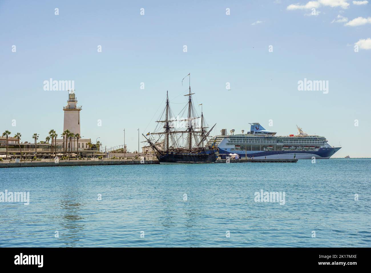 Götheborg of Sweden , sailing replica at the lighthouse in the port of ...