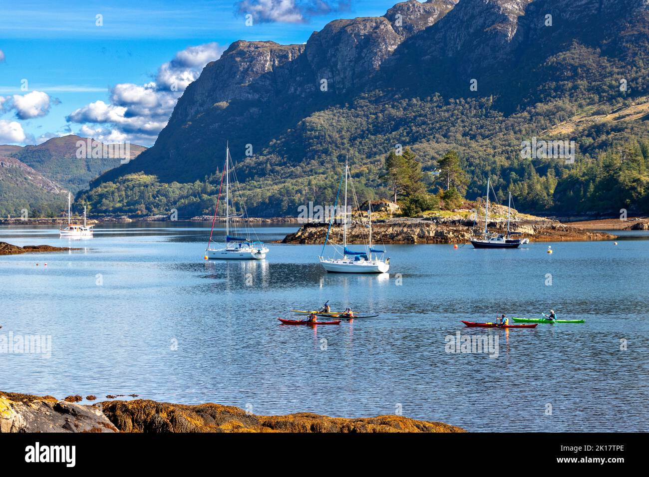 PLOCKTON WESTER ROSS SCOTLAND LATE SUMMER COLOURFUL CANOES AND BOATS ON ...