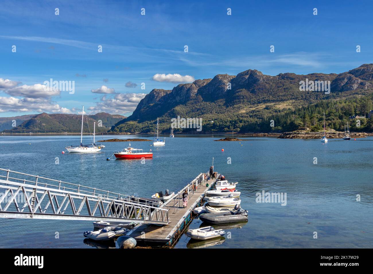 PLOCKTON WESTER ROSS SCOTLAND LATE SUMMER THE MAIN PIER AND BOATS ON ...