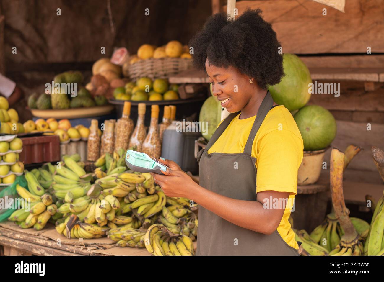 African woman sales device hi-res stock photography and images - Alamy