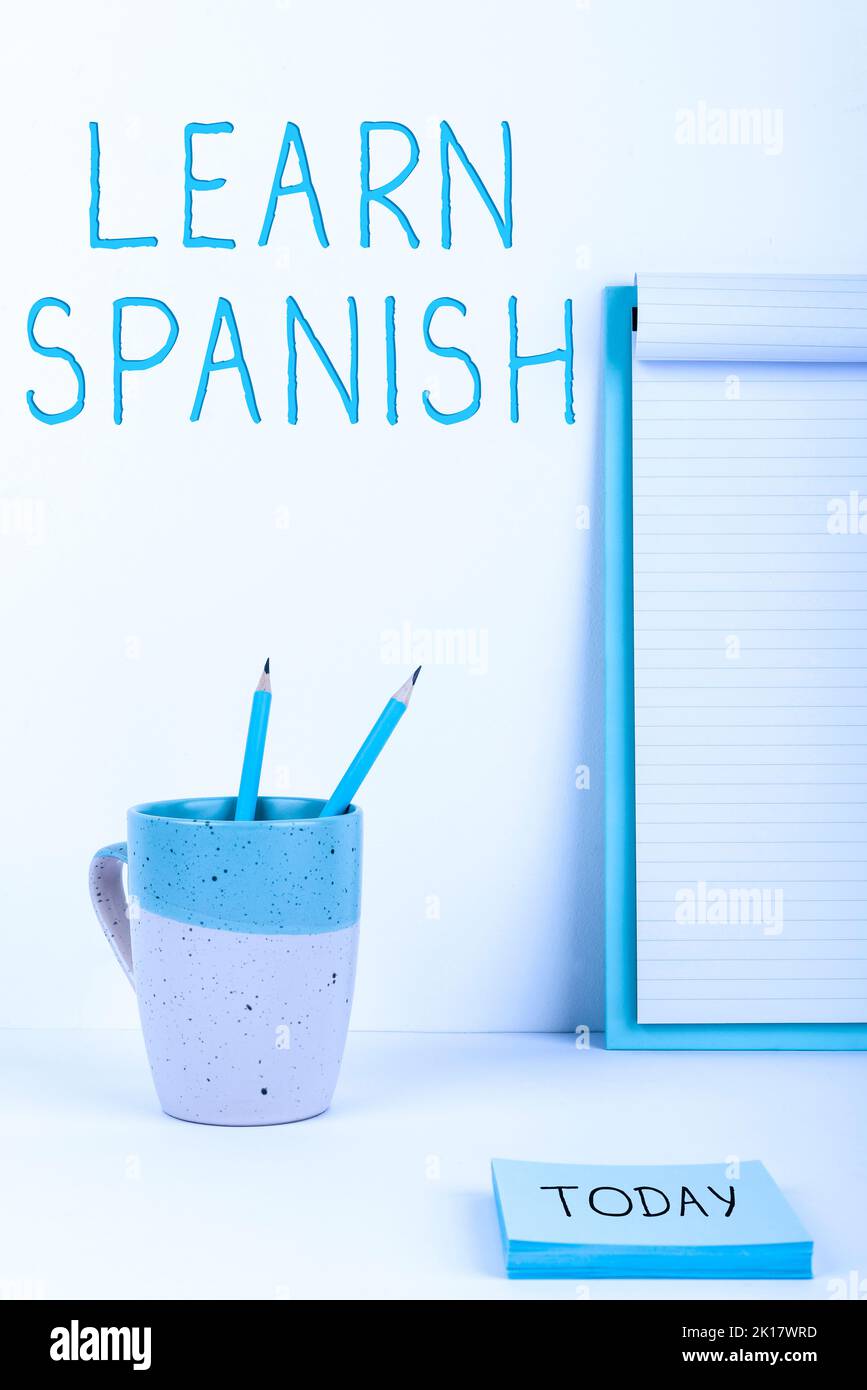 Sign displaying Learn Spanish. Word for Translation Language in Spain ...