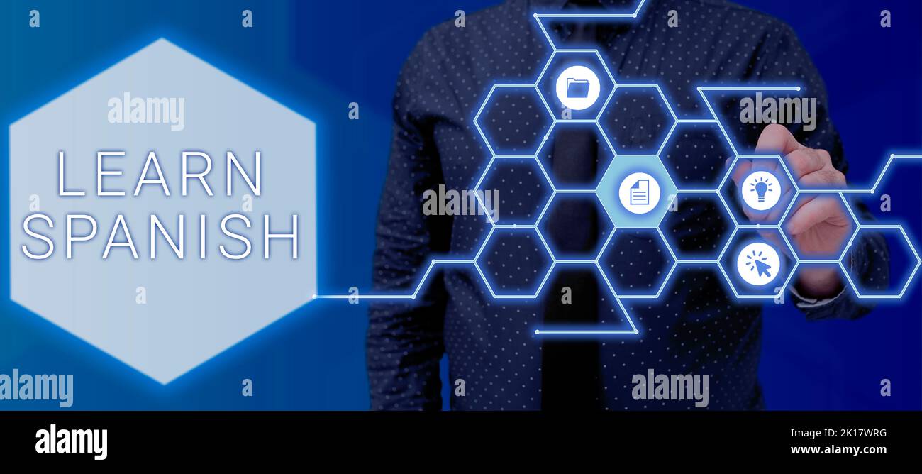 Handwriting text Learn Spanish. Concept meaning Translation Language in ...