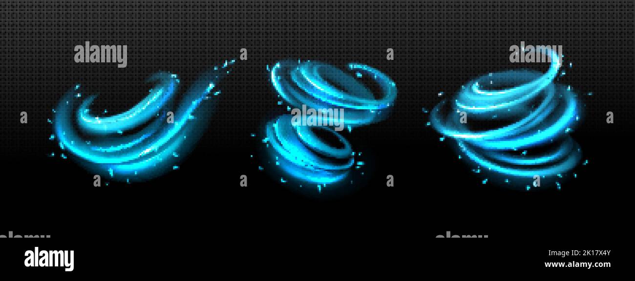 Abstract blue swirls, tornado wind effect isolated on transparent ...