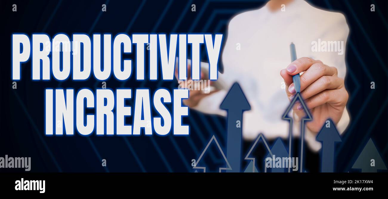 Hand writing sign Productivity Increase. Business overview get more ...