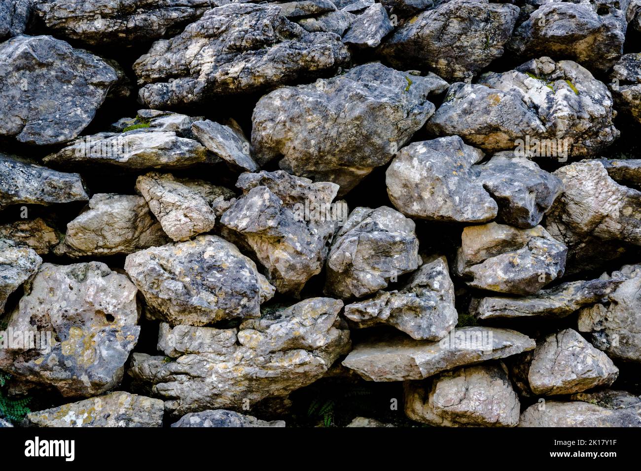 Traditional dry limestone wall constructed without cement, Island of Iz ...