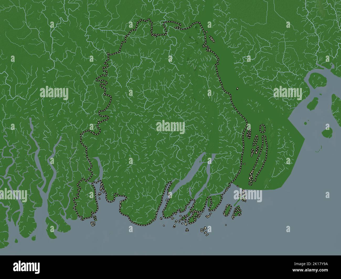 Barisal, division of Bangladesh. Elevation map colored in wiki style ...