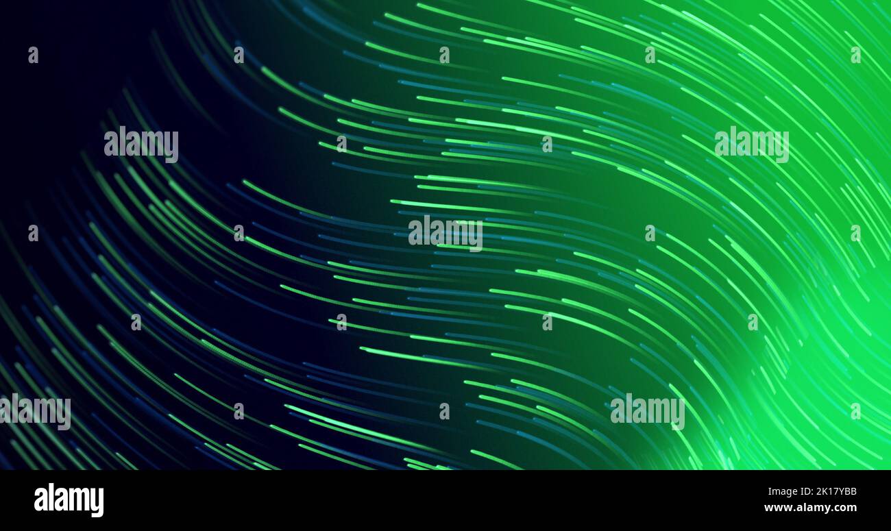 Image of multiple green glowing light trails moving in hypnotic motion ...