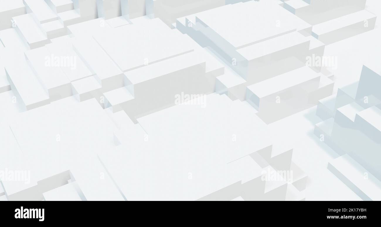 Image of multiple white 3d shapes moving up and down in formation in ...
