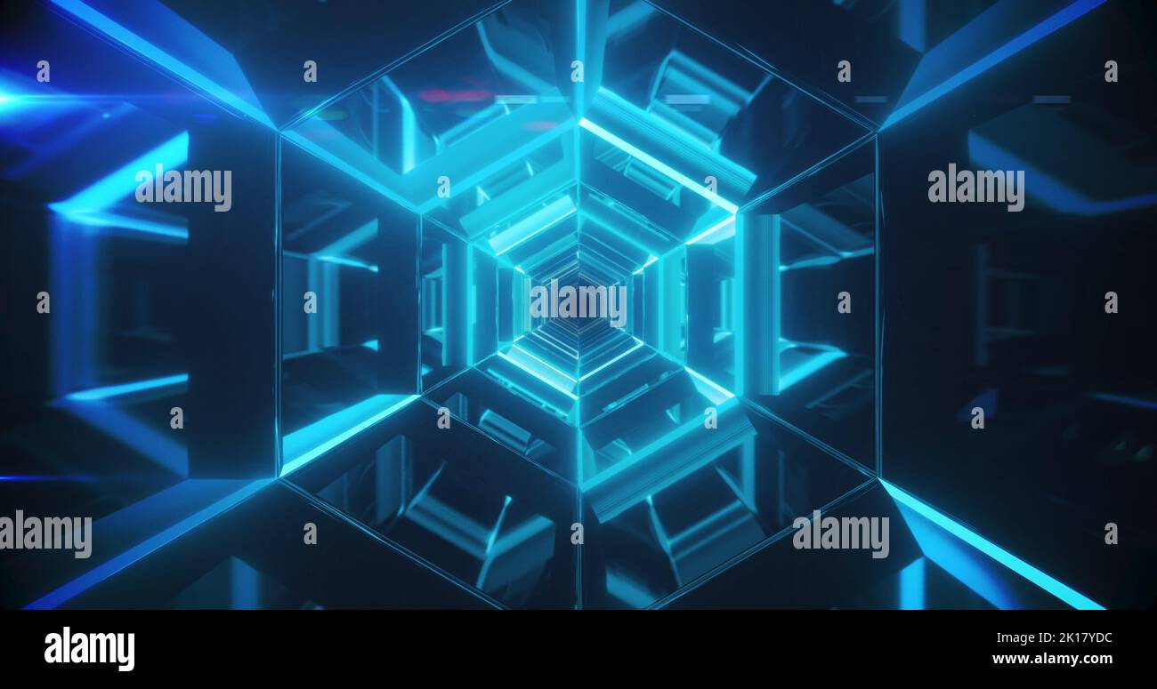 Image of multiple glowing hexagon shapes moving in hypnotic motion in ...