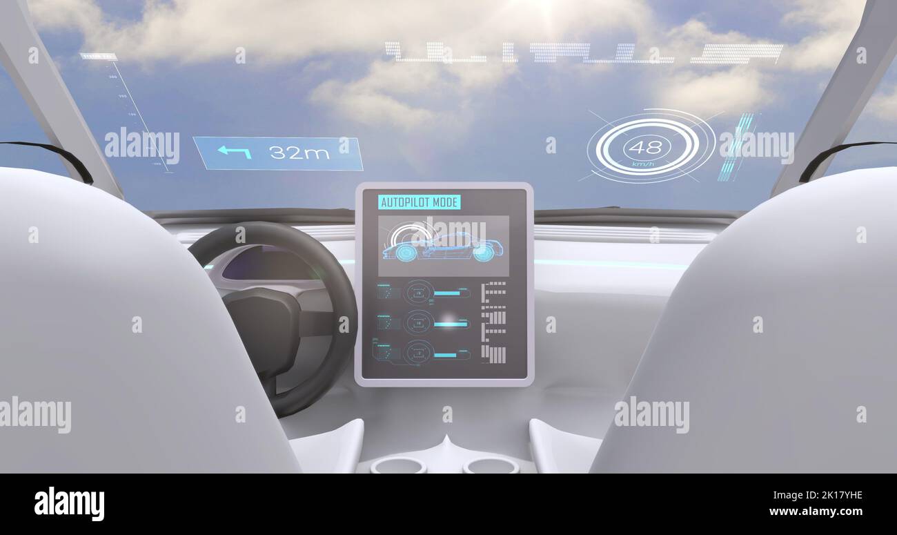 Image of image game simulation screen showing car cockpit driving ...