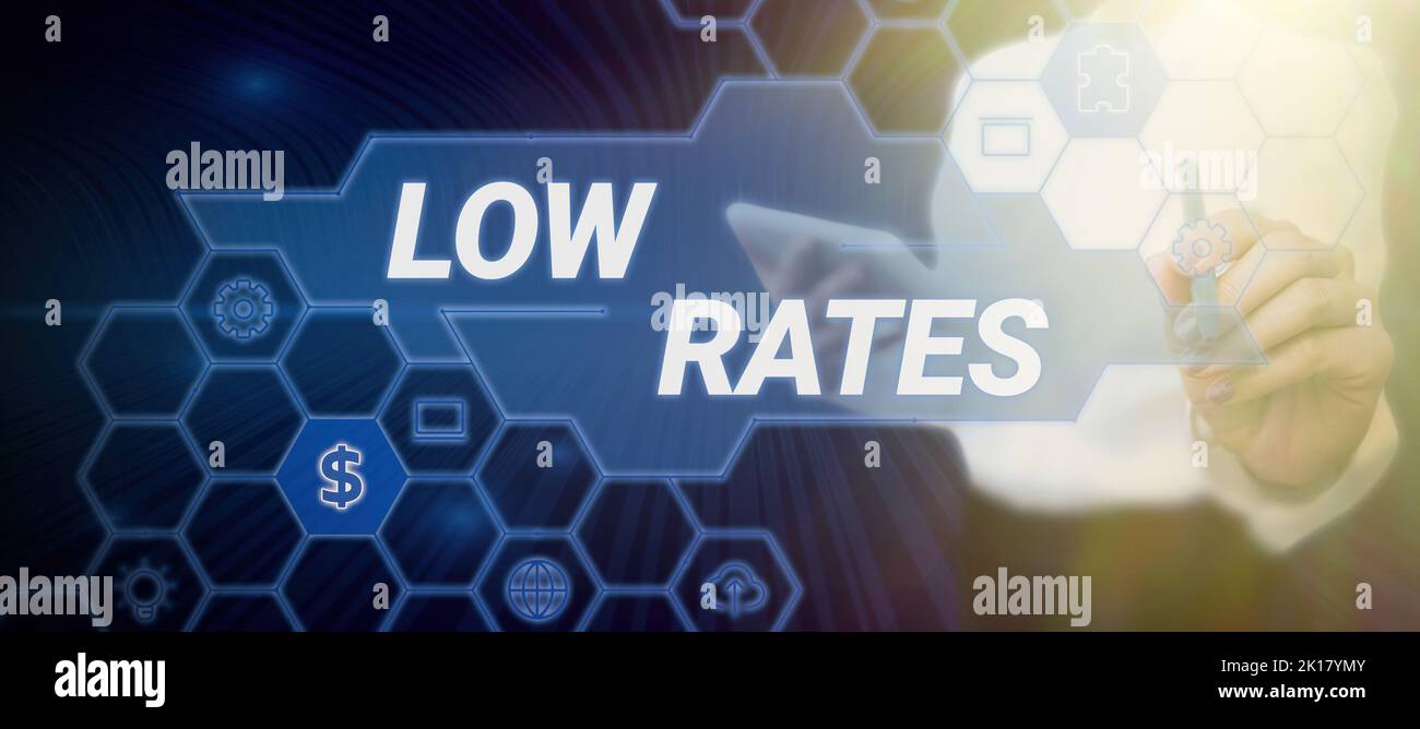 Conceptual display Low Rates. Business showcase A cost of an item or ...