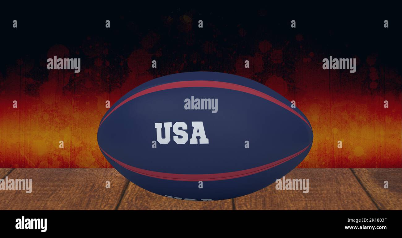 Composition of rugby ball decorated with text usa on black background ...