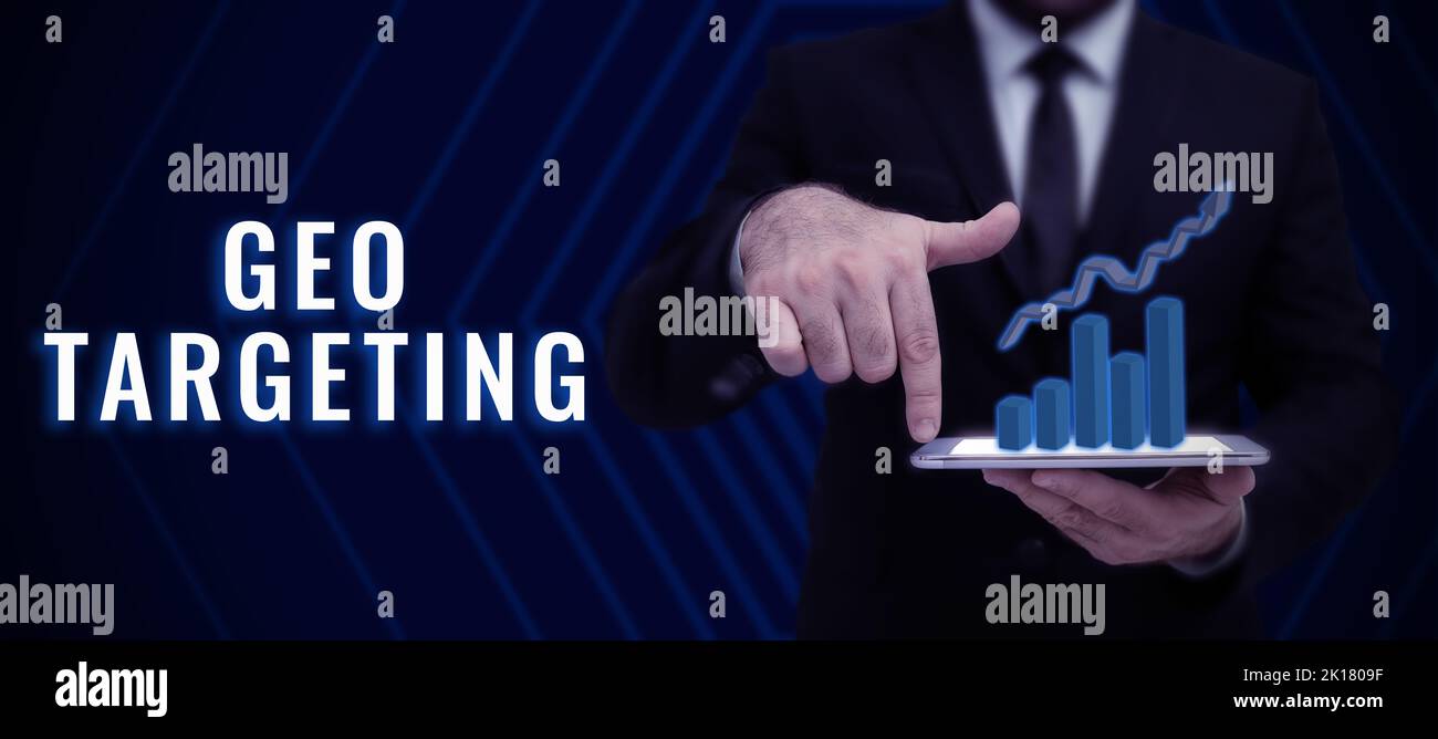 Text sign showing Geo Targeting. Word for Digital Ads Views IP Address ...