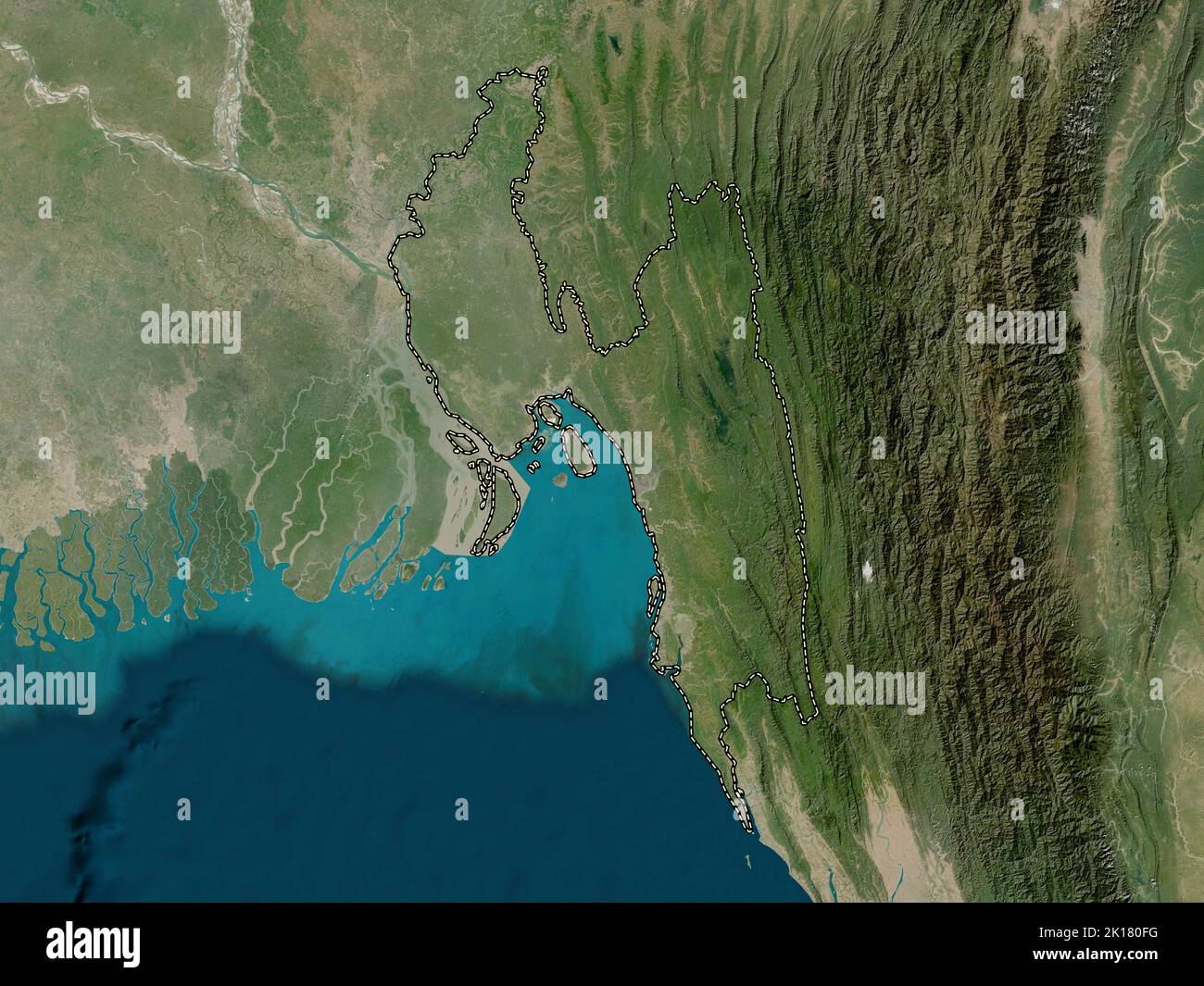 Chittagong, division of Bangladesh. Low resolution satellite map Stock ...