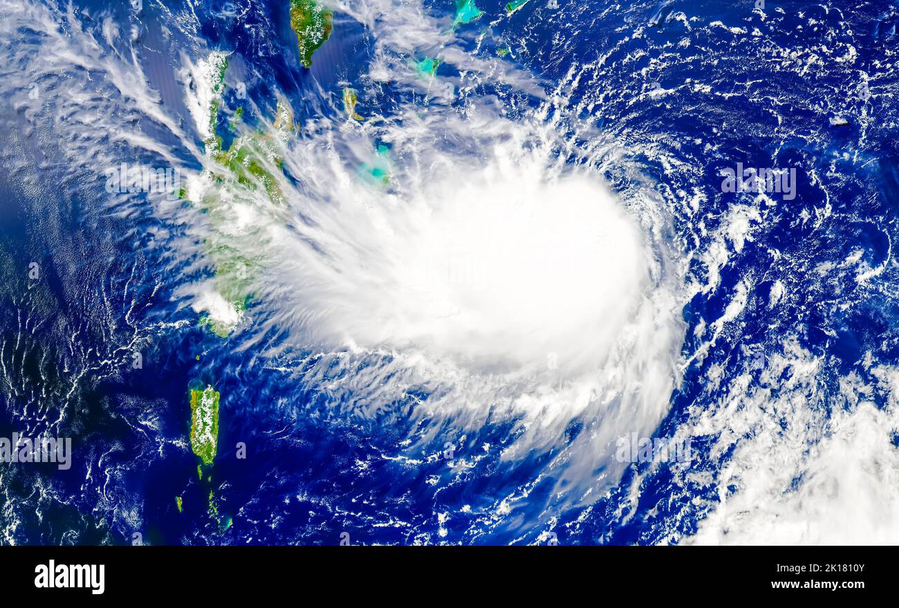 A hurricane seen from the space. Satellite view. Elements of this image ...